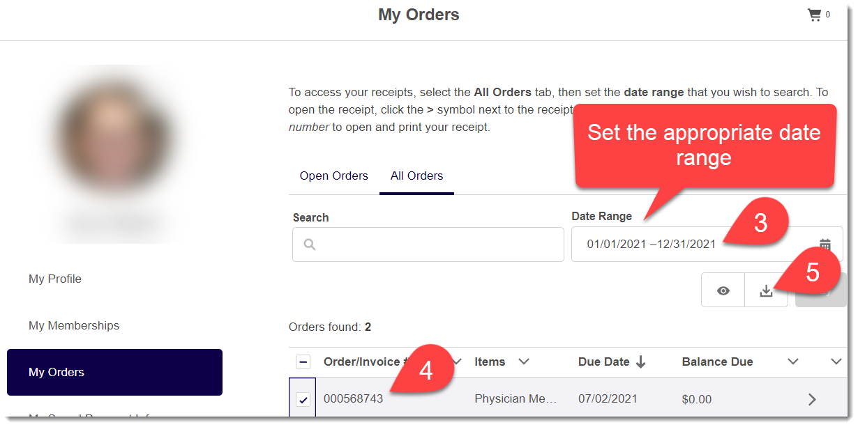How do I print a receipt for my membership dues?